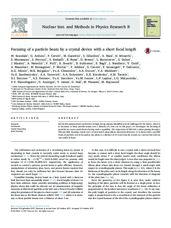 (PDF) Focusing of a particle beam by a crystal device with a short ...