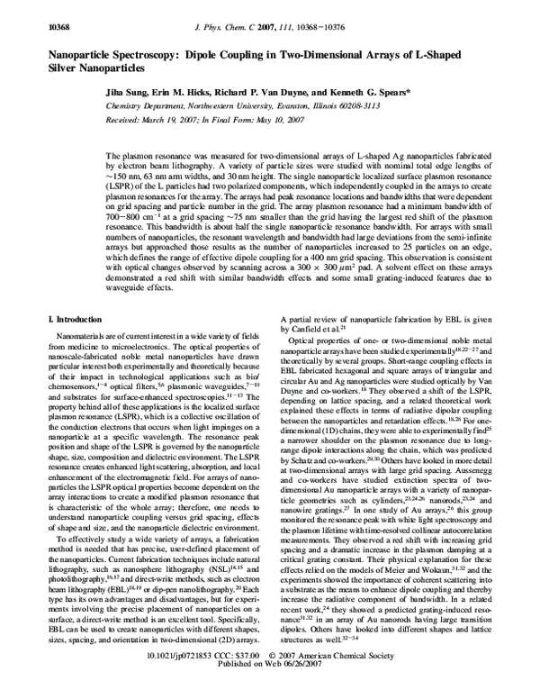 (PDF) Nanoparticle Spectroscopy: Dipole Coupling in Two-Dimensional ...