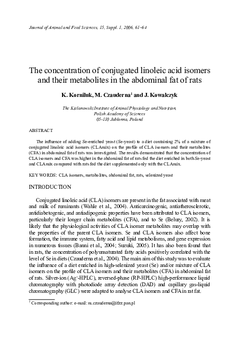(PDF) The concentration of conjugated linoleic acid isomers and their ...