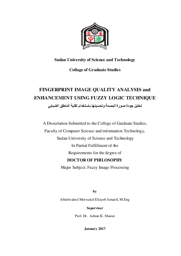 (PDF) FINGERPRINT IMAGE QUALITY ANALYSIS and ENHANCEMENT USING FUZZY LOGIC TECHNIQUE
