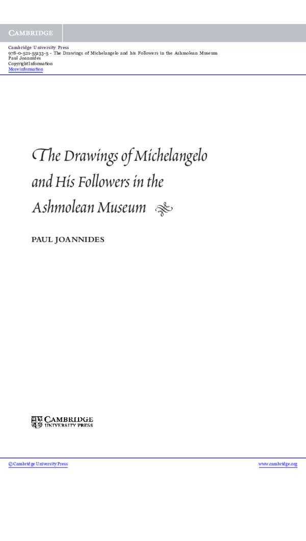 (PDF) The Drawings of Michelangelo and His Followers in the Ashmolean ...