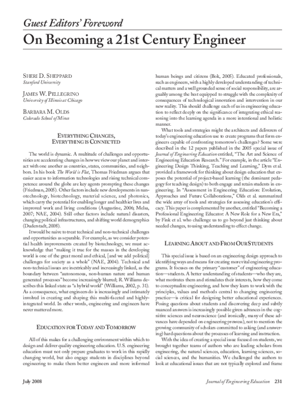 (PDF) On Becoming a 21st Century Engineer