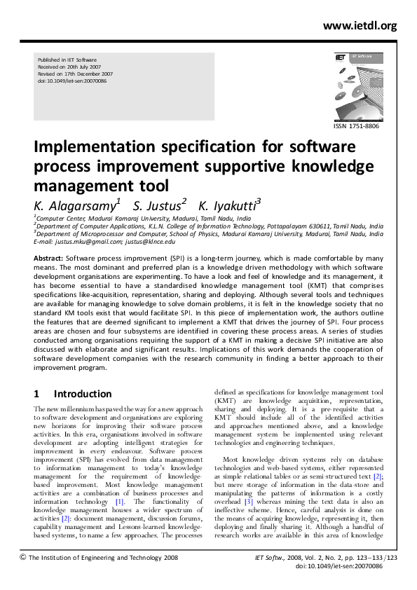 (PDF) Implementation specification for software process improvement ...
