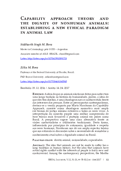(PDF) Capability approach theory and the dignity of nonhuman animals ...
