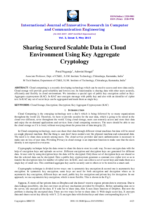 (PDF) Secured Cloud data sharing using auditable Aggregate key