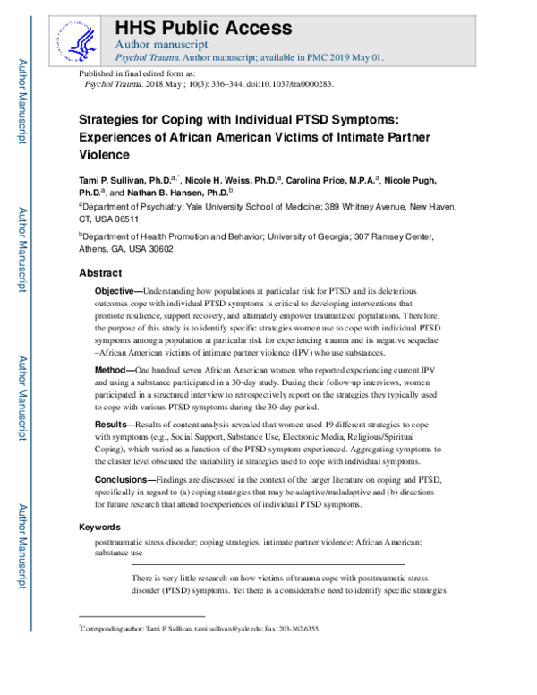 (PDF) Strategies for Coping With Individual PTSD Symptoms: Experiences ...