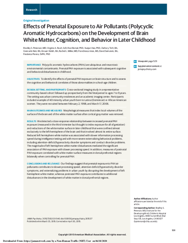 (PDF) Effects of Prenatal Exposure to Air Pollutants (Polycyclic Aromatic Hydrocarbons) on the ...