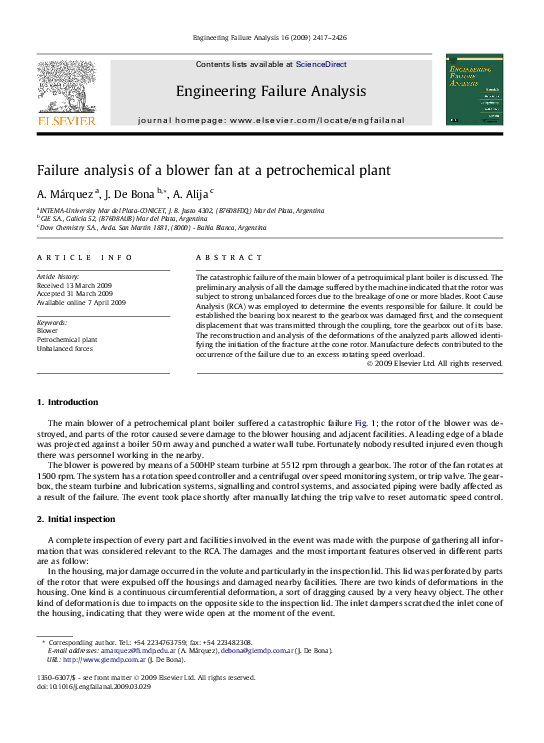 (PDF) Failure analysis of a blower fan at a petrochemical plant