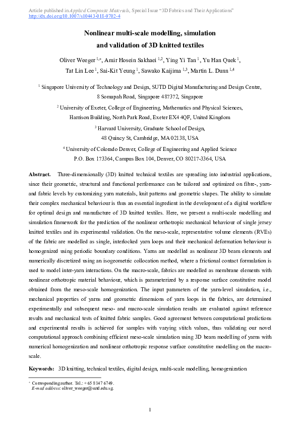 Pdf Nonlinear Multi Scale Modelling Simulation And Validation Of 3d