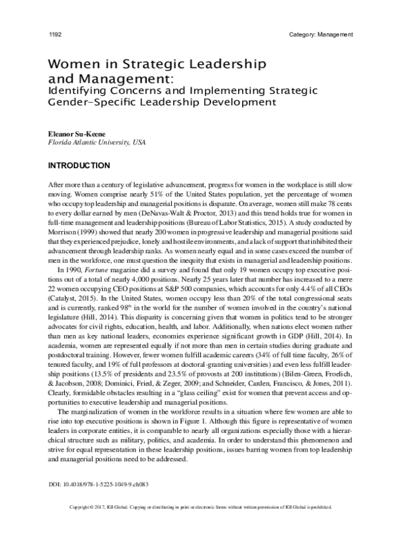 (PDF) Women in Strategic Leadership and Management: Identifying ...