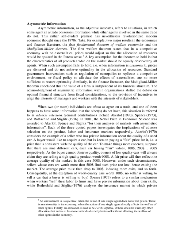 (PDF) Asymmetric Information