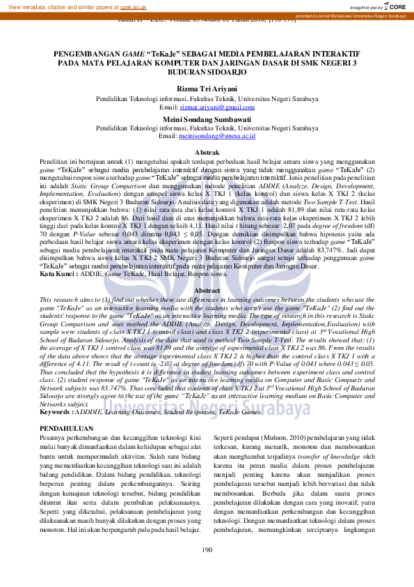 (PDF) PENGEMBANGAN GAME “TeKeJe” SEBAGAI MEDIA PEMBELAJARAN INTERAKTIF PADA MATA PELAJARAN ...