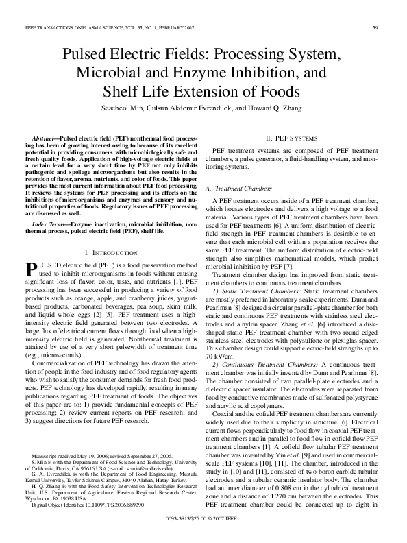 (PDF) Pulsed Electric Fields: Processing System, Microbial and Enzyme ...