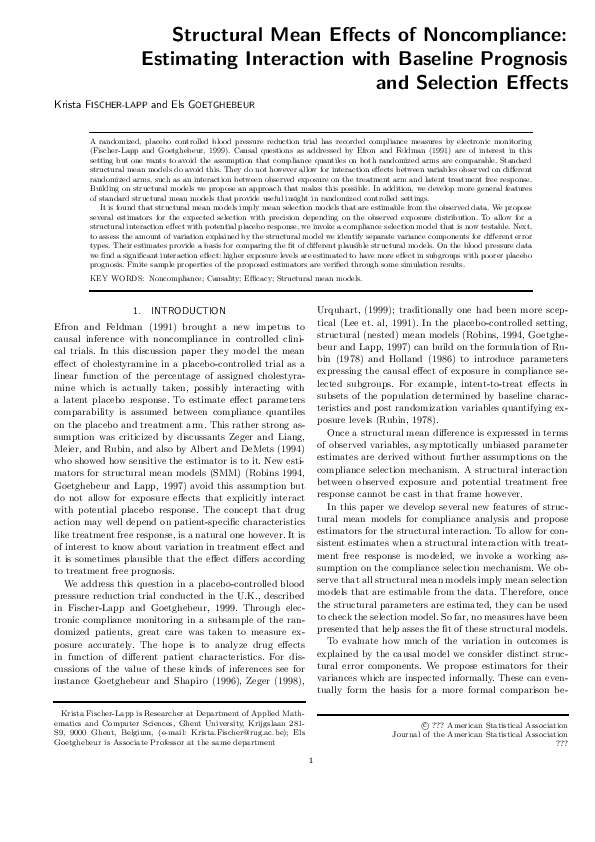 (PDF) Structural Mean Effects of Noncompliance