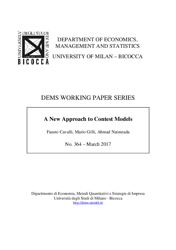 (PDF) A New Approach to Contest Models | Mario R Gilli - Academia.edu