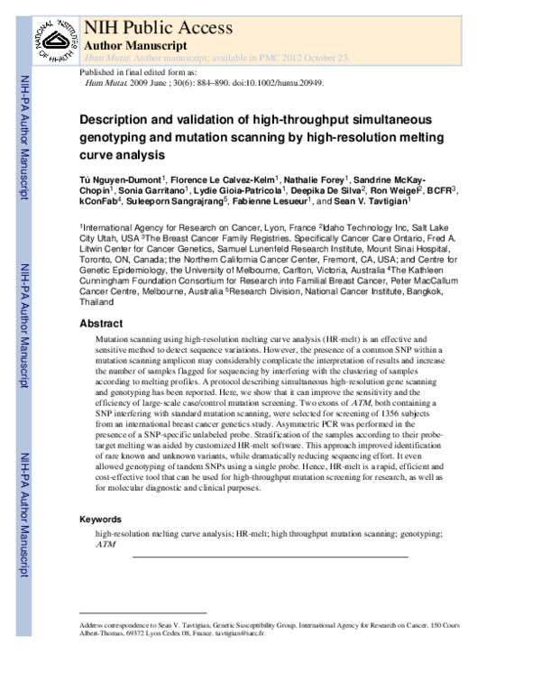 Pdf Description And Validation Of High Throughput Simultaneous