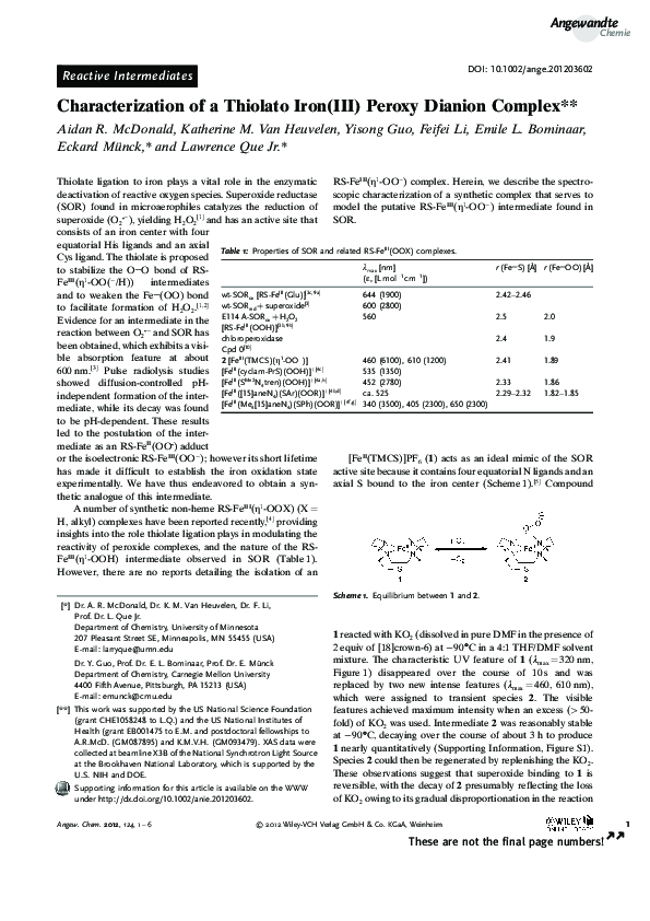 Characterization of a Thiolato Iron(III) Peroxy Dianion Complex