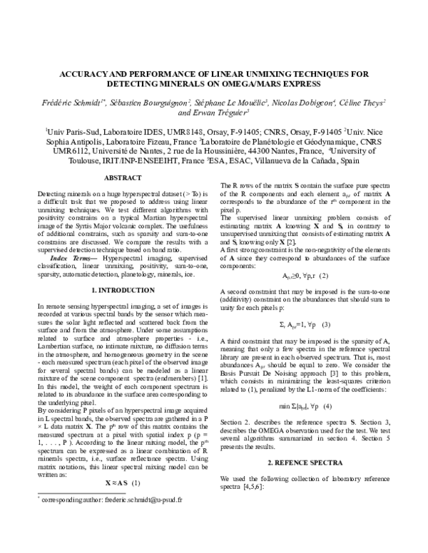 (PDF) Accuracy and performance of linear unmixing techniques for ...