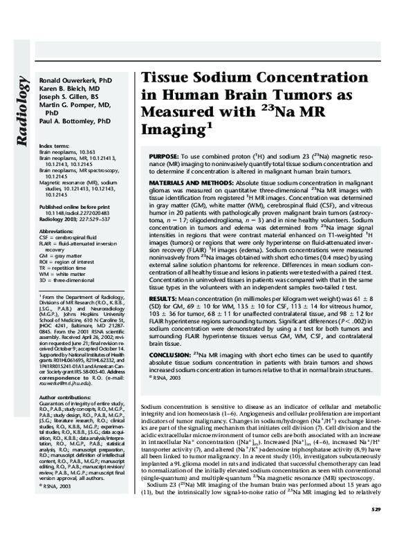 (PDF) Tissue Sodium Concentration in Human Brain Tumors as Measured ...