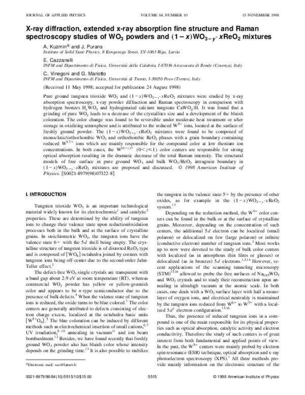 (PDF) X-ray diffraction, extended x-ray absorption fine structure and ...