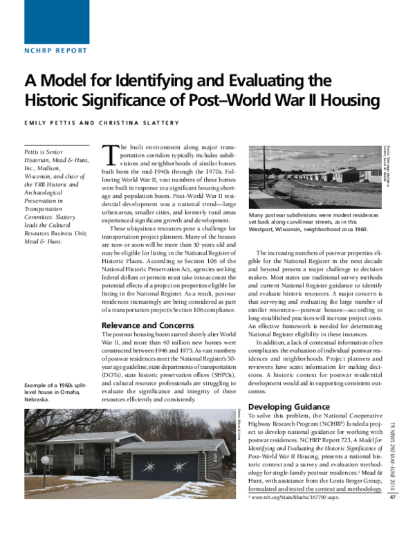 (PDF) A Model for Identifying and Evaluating the Historic Significance ...