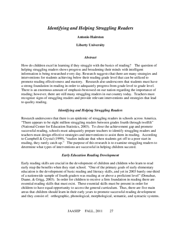 (PDF) Identifying and Helping Struggling Readers