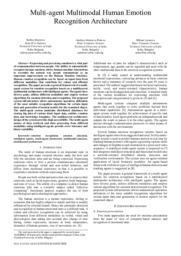 (PDF) Multi-agent Multimodal Human Emotion Recognition Architecture