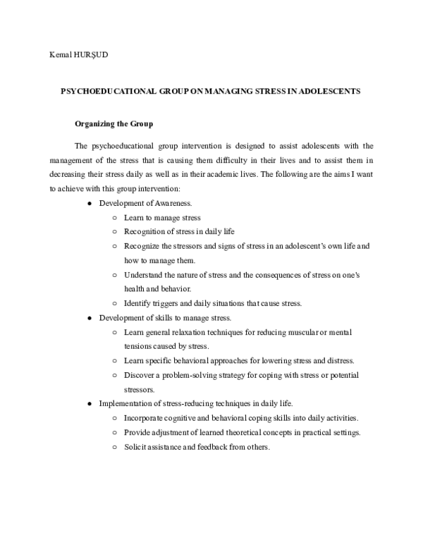(PDF) PSYCHOEDUCATIONAL GROUP ON MANAGING STRESS IN ADOLESCENTS ...