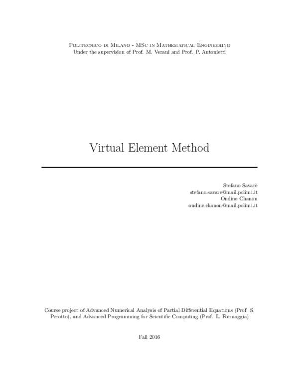 (PDF) Virtual Element Method