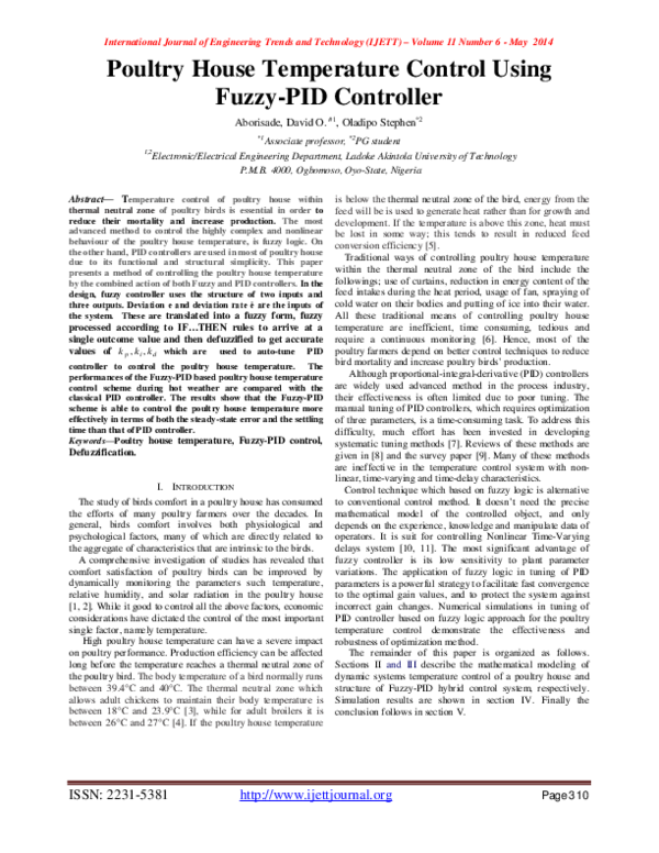 (PDF) Poultry House Temperature Control Using Fuzzy-PID Controller
