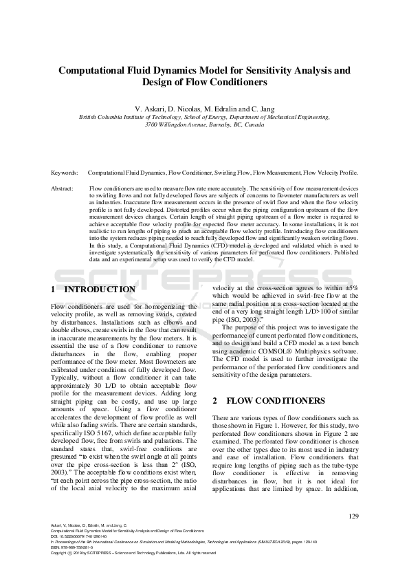 (PDF) Computational Fluid Dynamics Model for Sensitivity Analysis and ...
