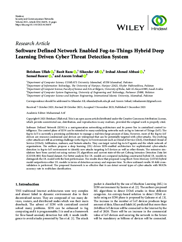 (PDF) Software Defined Network Enabled Fog-to-Things Hybrid Deep Learning Driven Cyber Threat ...