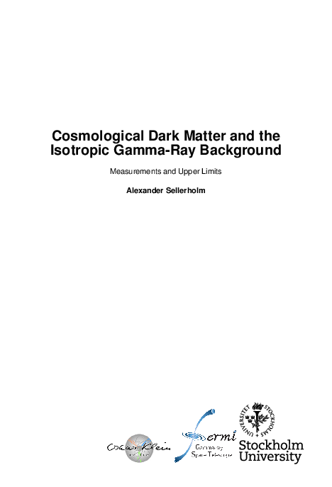 (PDF) Cosmological Dark Matter and the Isotropic Gamma-Ray Background ...