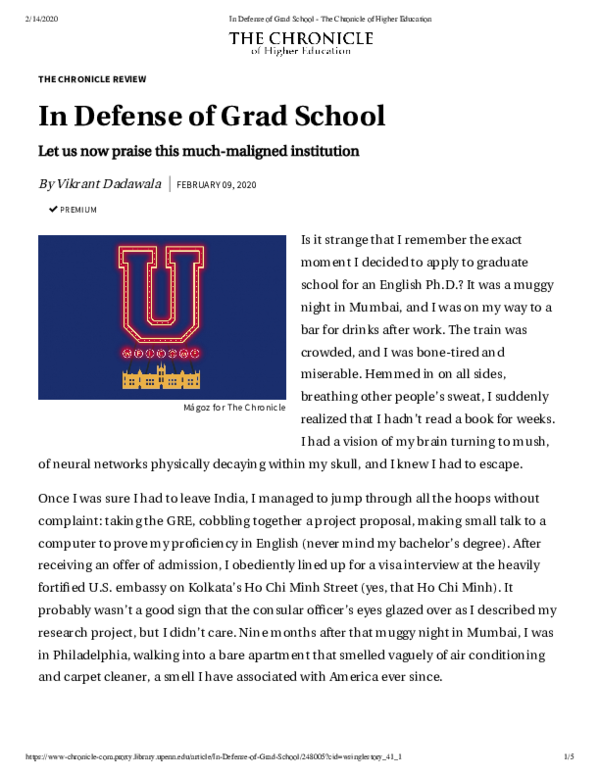 (PDF) In Defense of Grad School