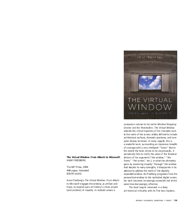(PDF) The Virtual Window: From Alberti to Microsoft - Edited by Anne ...