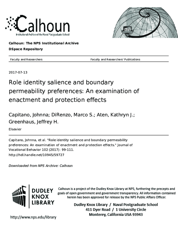 (PDF) Role identity salience and boundary permeability preferences: An ...
