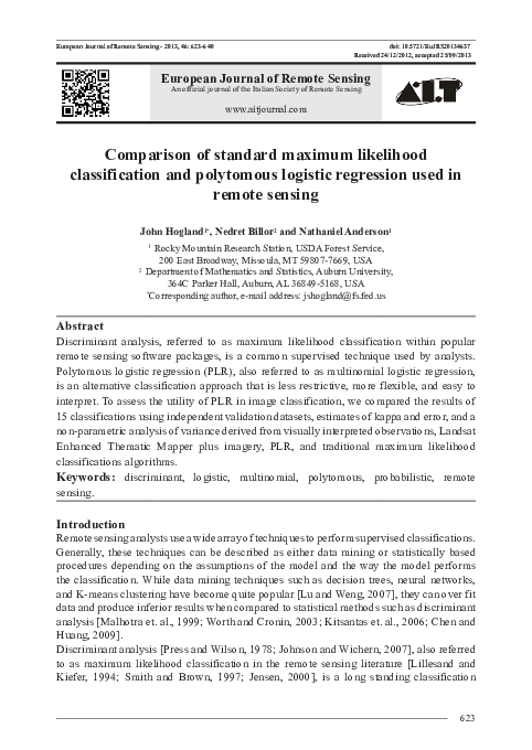 (PDF) Comparison of standard maximum likelihood classification and ...