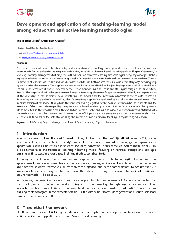 (PDF) Development and application of a teaching-learning model among ...