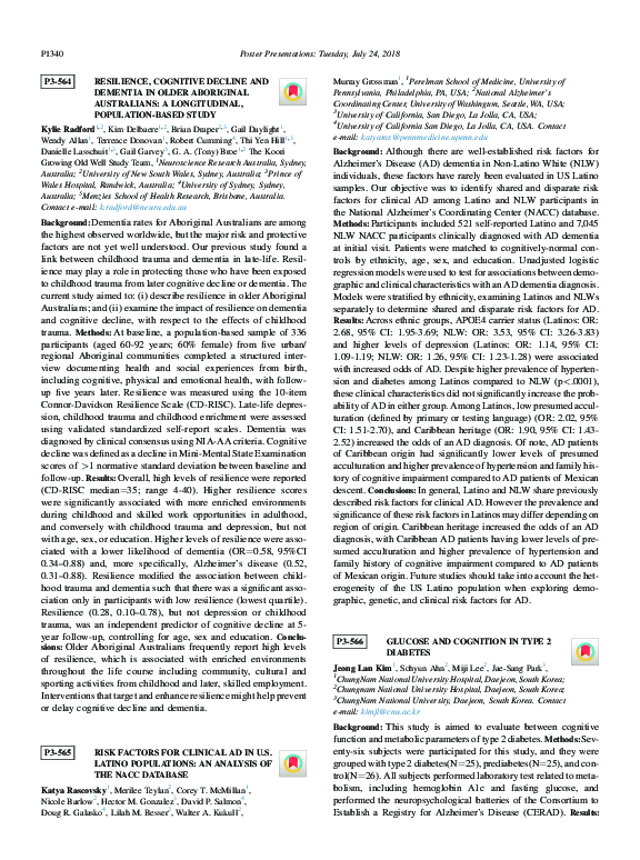 (PDF) Resilience, Cognitive Decline and Dementia in Older Aboriginal ...
