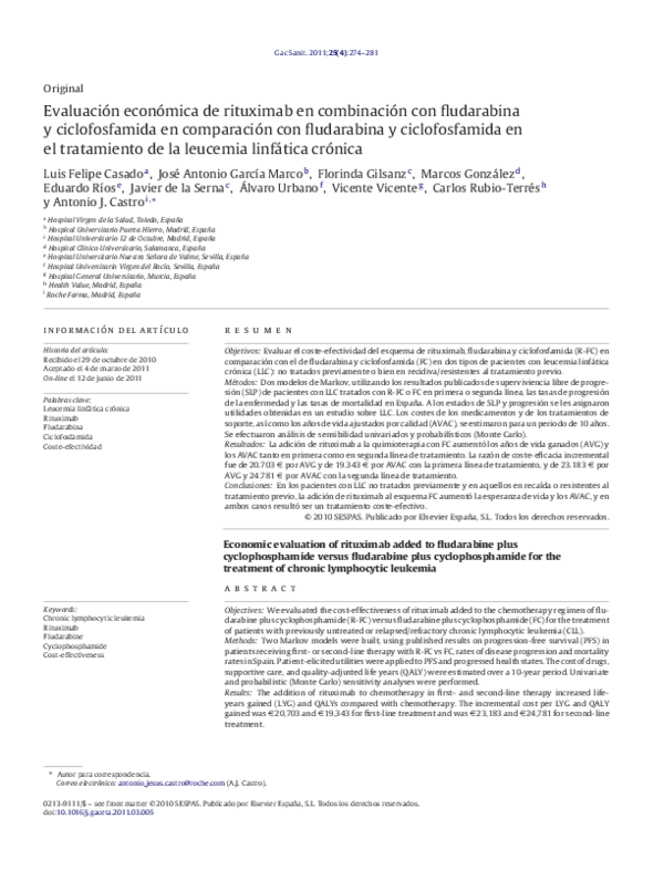 (PDF) Evaluación económica de rituximab en combinación con fludarabina ...