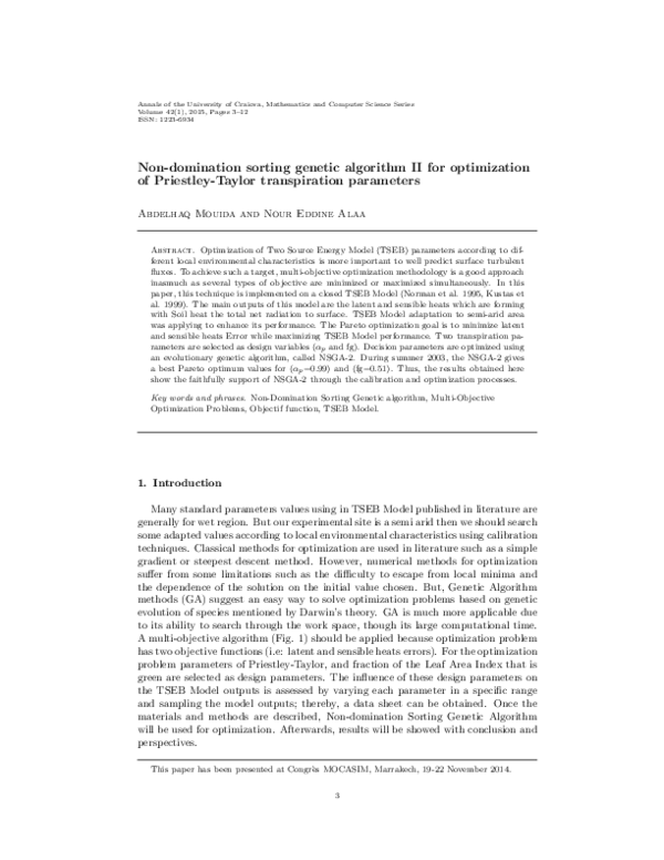 (PDF) Non-domination sorting genetic algorithm II for optimization of ...