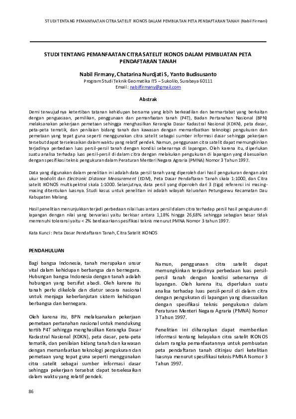 (PDF) Studi Tentang Pemanfaatan Citra Satelit Ikonos Dalam Pembuatan ...