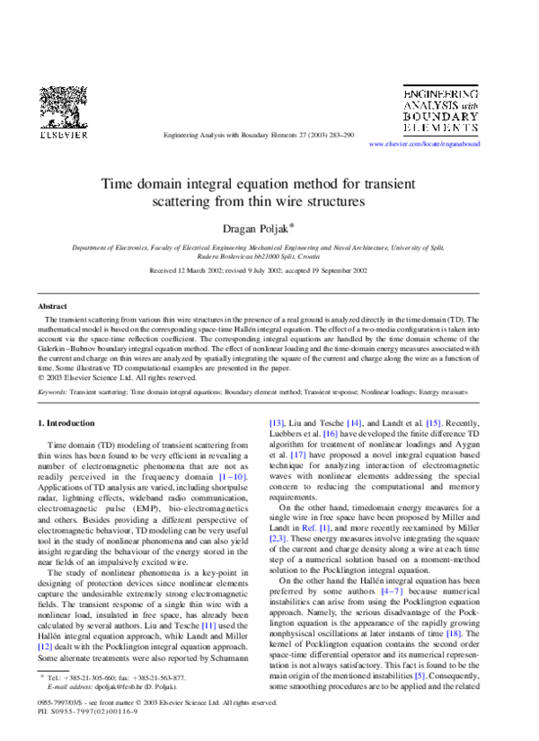 (PDF) Time domain integral equation method for transient scattering ...