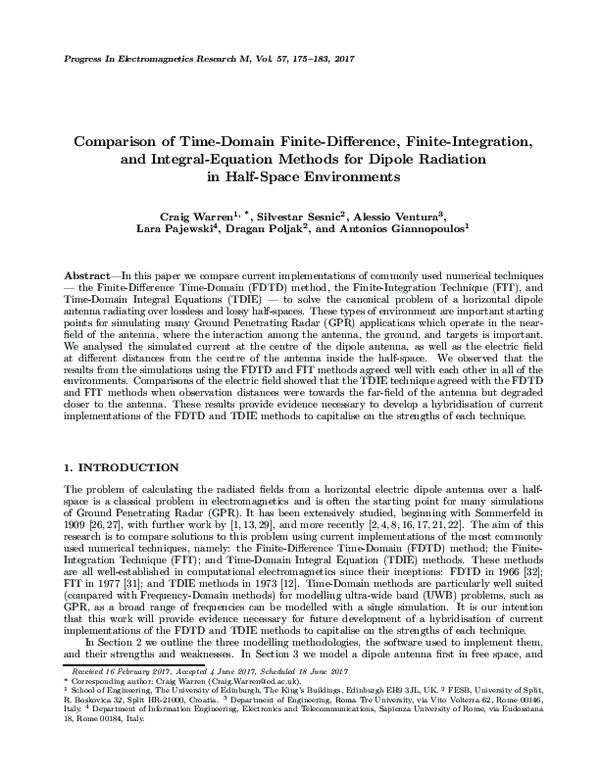 (PDF) Comparison of Time-Domain Finite-Difference, Finite-Integration ...