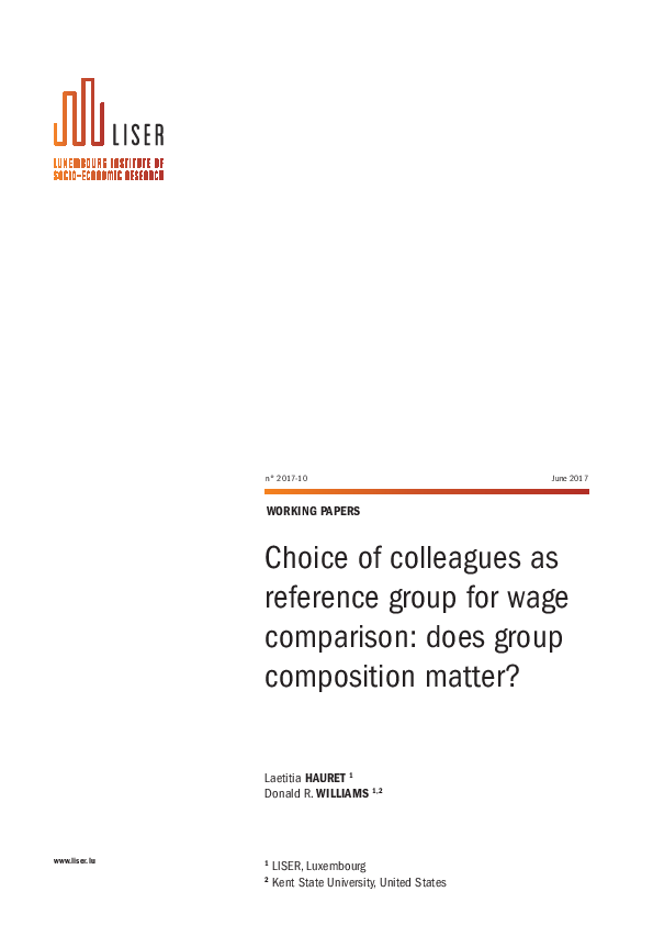 (PDF) Choice of Colleagues As Reference Group for Wage Comparison: Does ...