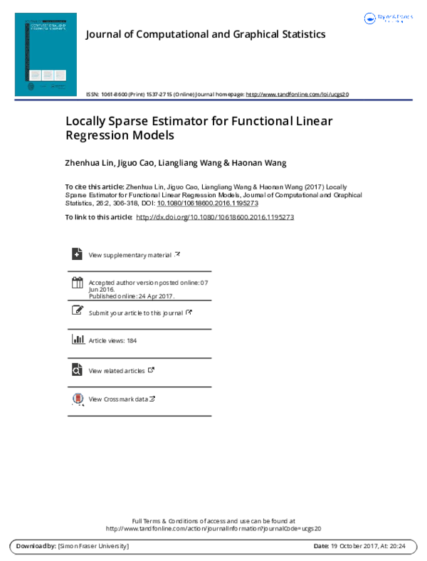 Pdf Locally Sparse Estimator For Functional Linear Regression Models