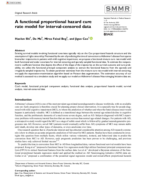 (PDF) A functional proportional hazard cure rate model for interval ...