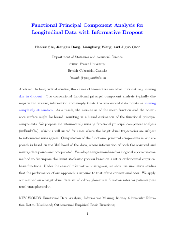 (PDF) Functional principal component analysis for longitudinal data with informative dropout