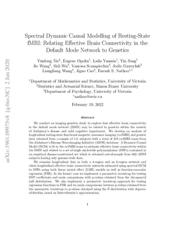 (PDF) Spectral dynamic causal modelling of resting-state fMRI: an exploratory study relating ...