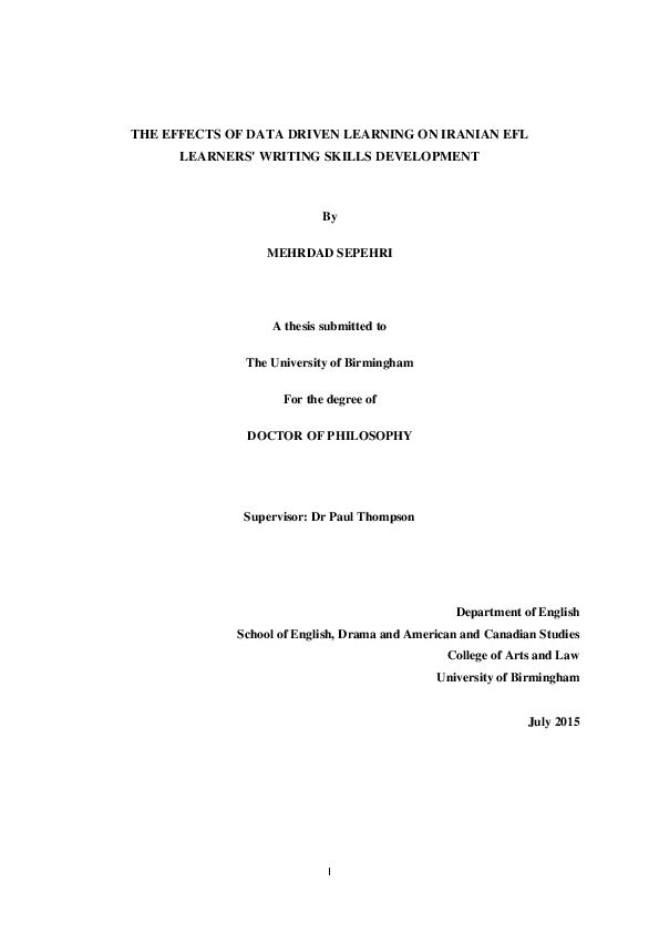 Pdf The Effects Of Data Driven Learning On Iranian Efl Learners Writing Skills Development